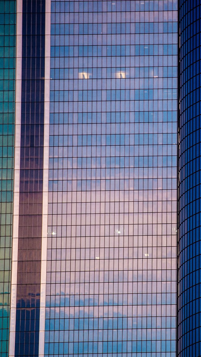 Detail of city skyscrapers at dusk, Los Angeles, California, USA ...