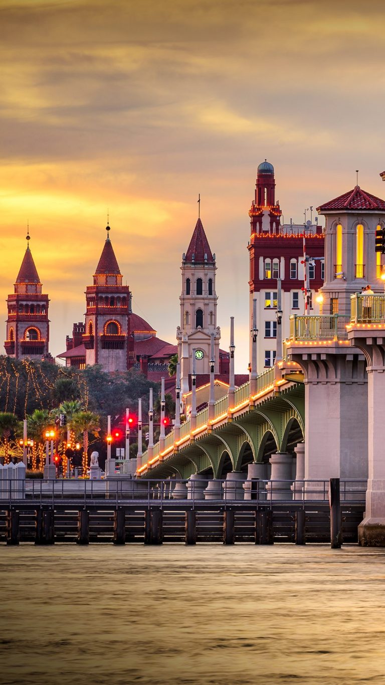 City Skyline And Bridge Of Lions St Augustine Florida Usa Windows