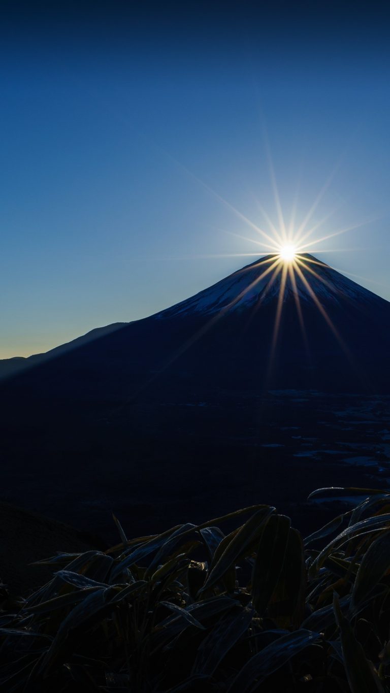 Mount Fuji with sunrise view from Mount Ryugatake, Yamanashi, Japan ...