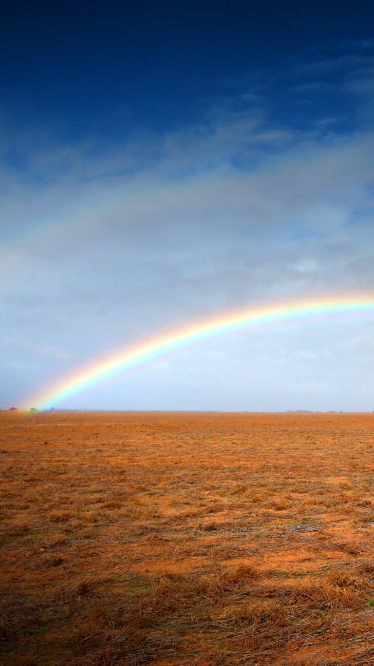 Rainbow over outback, dry drought conditions, Whyalla, Eyre Peninsula ...