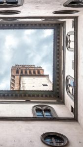 Palazzo Vecchio architecture and geometries view from courtyard ...