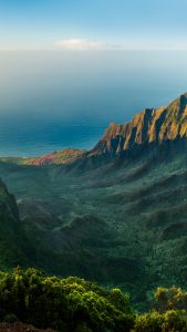 Panoramic view of Kalalau Valley at sunset, Kauai, Hawaii, USA ...
