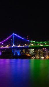 Story Bridge Brisbane light in rainbow for Pride, Queensland, Australia ...