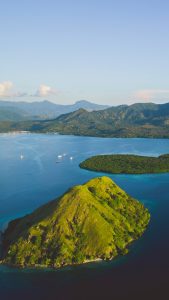 Aerial view of the Komodo Island, Komodo National Park, Nusa Tenggara ...