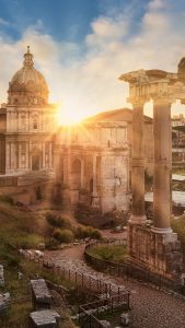 Temple of Vespasian and Titus and Santi Luca e Martina church at ...