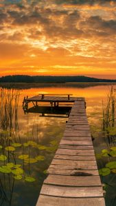 Sunrise panorama over lake, Masurian Lake District, Poland | Windows ...