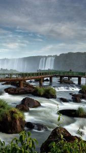Viewing platform beneath Floriano Falls at Iguazu Falls, Iguaçu ...